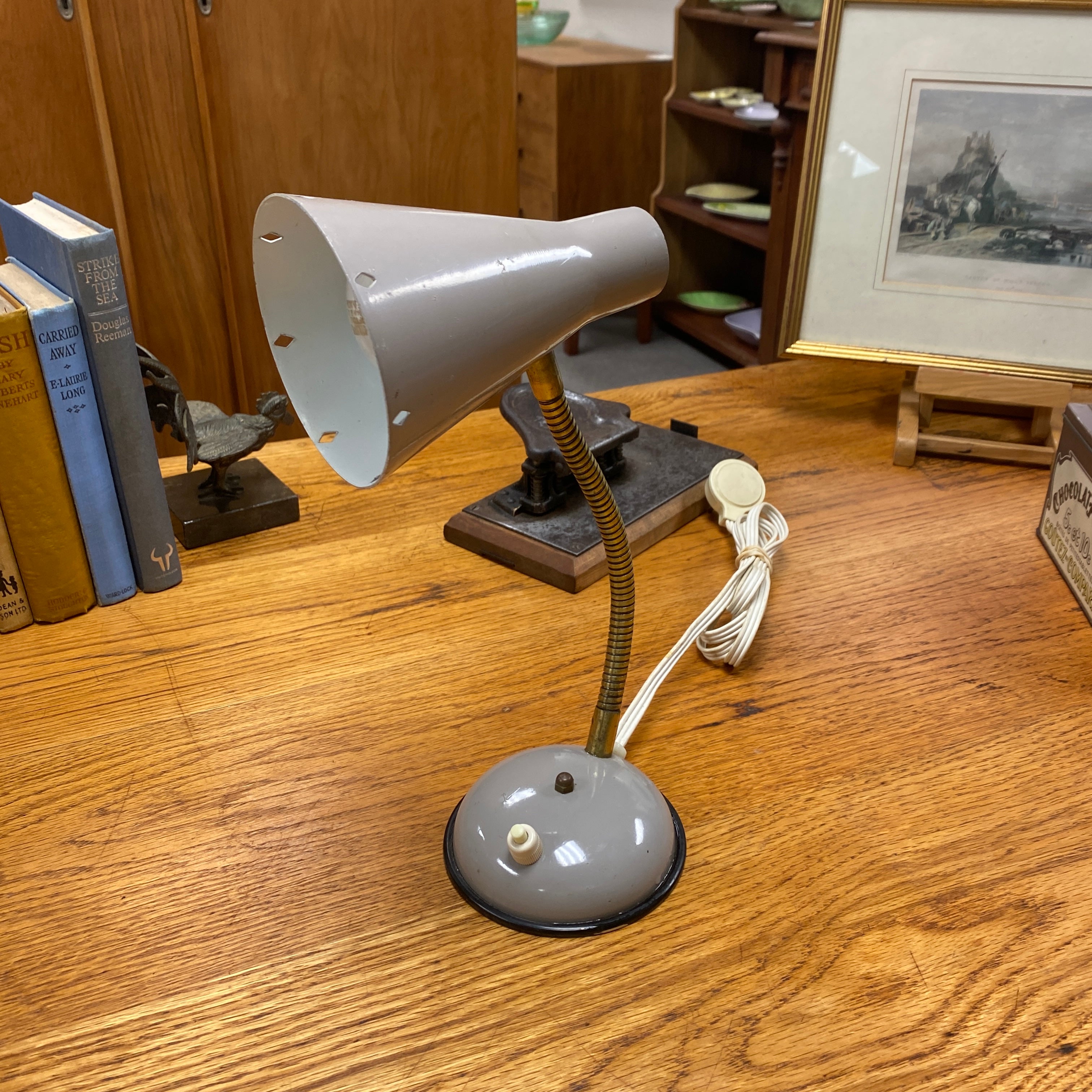 Vintage Goose Neck Grey Desk Lamp | Vintage Lamps – Plots & Pickles